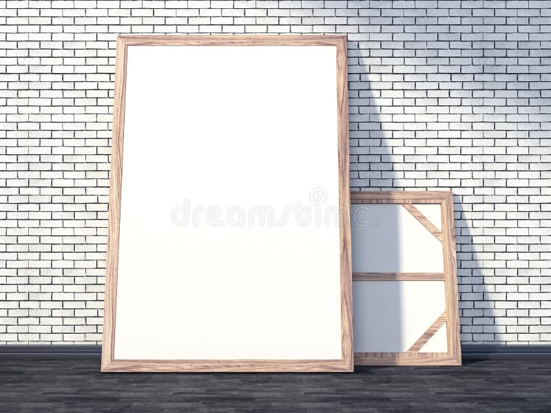 Blank picture on brick stock illustration. Illustration of indoors ...