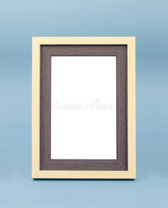 The Blank Picture Frame on Blue Floor with Copy Space and Clipping Path ...
