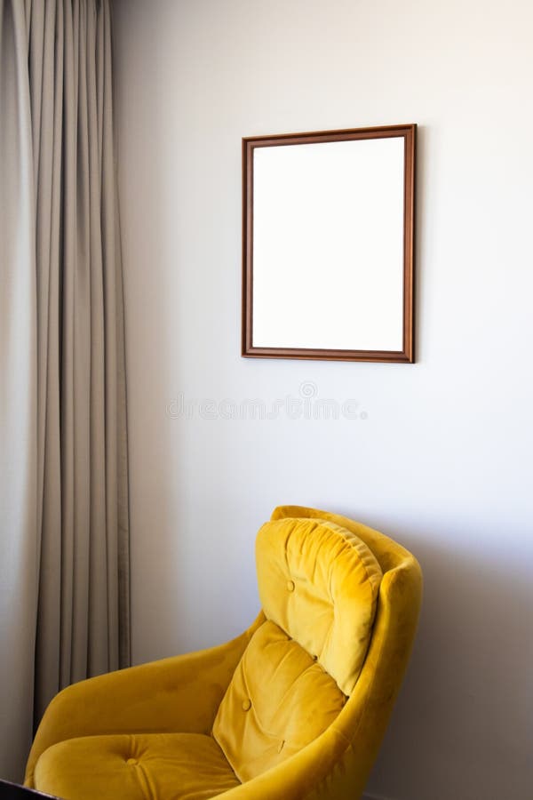 Blank Picture Frame Mockup on a Wall. Vertical Orientation Stock Photo ...
