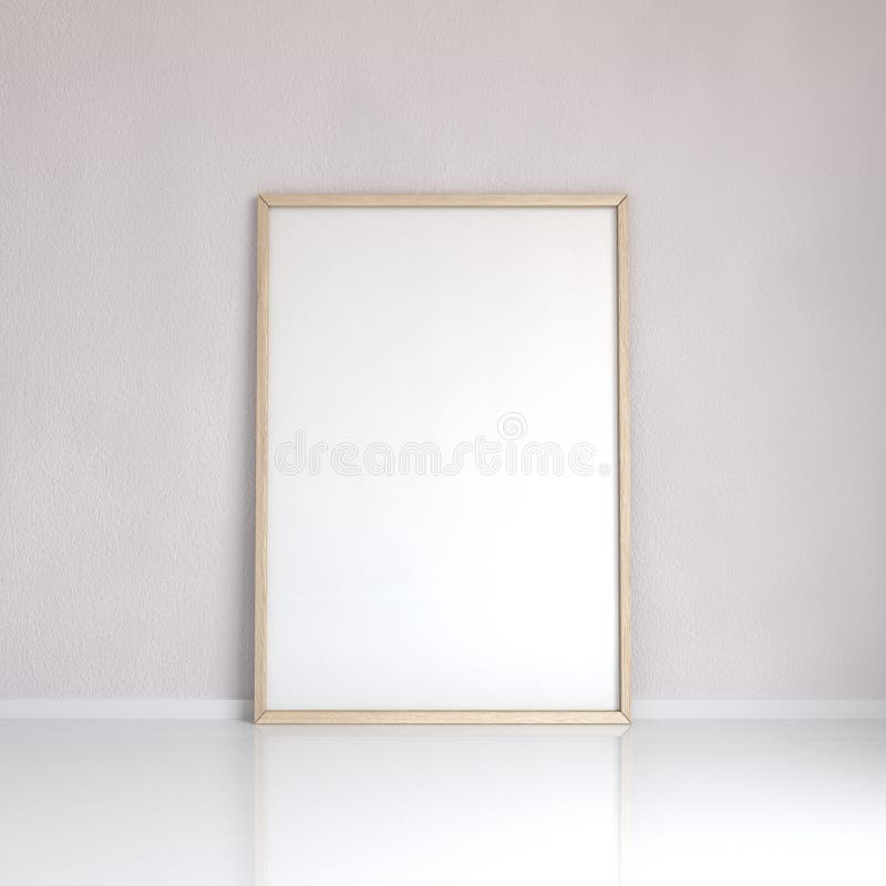 Blank Picture Frame Near the Wall, 3D Rendering Stock Photo - Image of ...