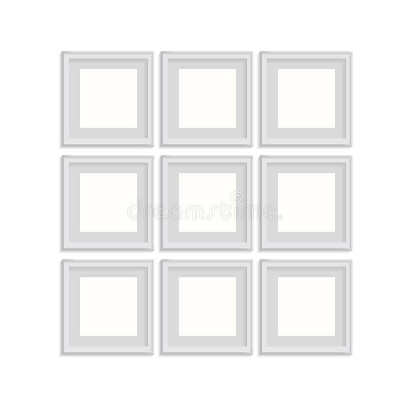 Blank Picture Frame Template Set Isolated on Wall Stock Vector ...