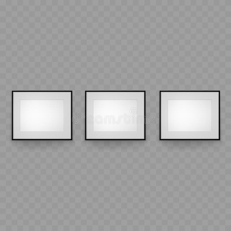 Blank Picture Frames Set Black Square Frames Empty for Artwork. Vector ...