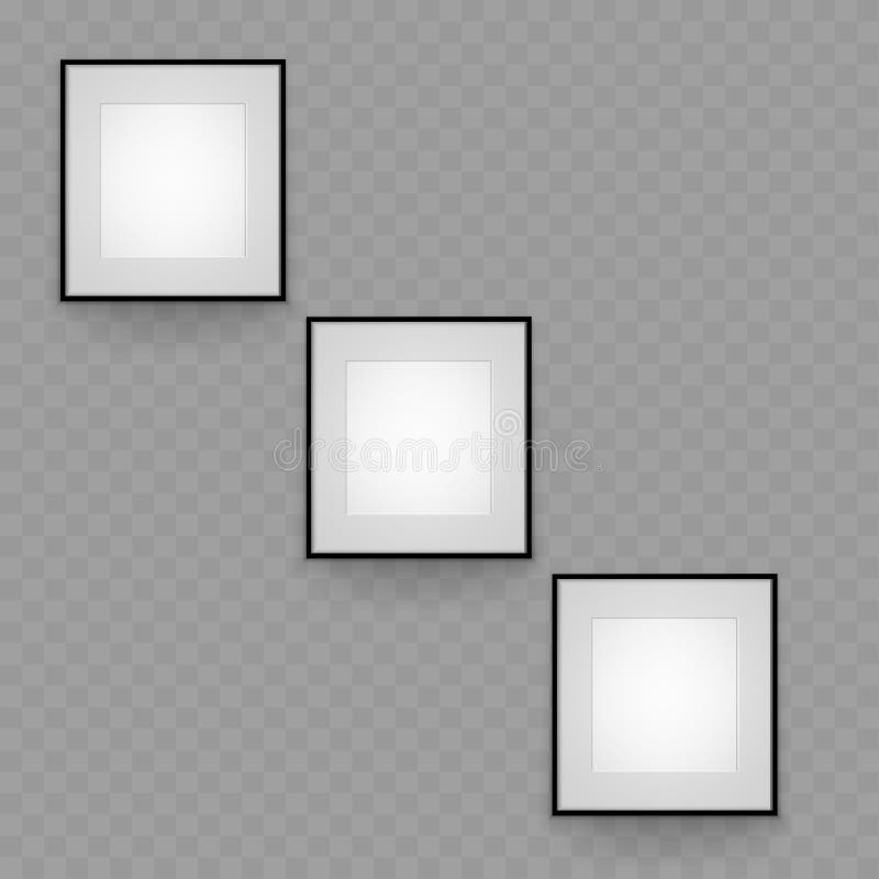 Blank Picture Frames Set Black Square Frames Empty for Artwork. Vector ...
