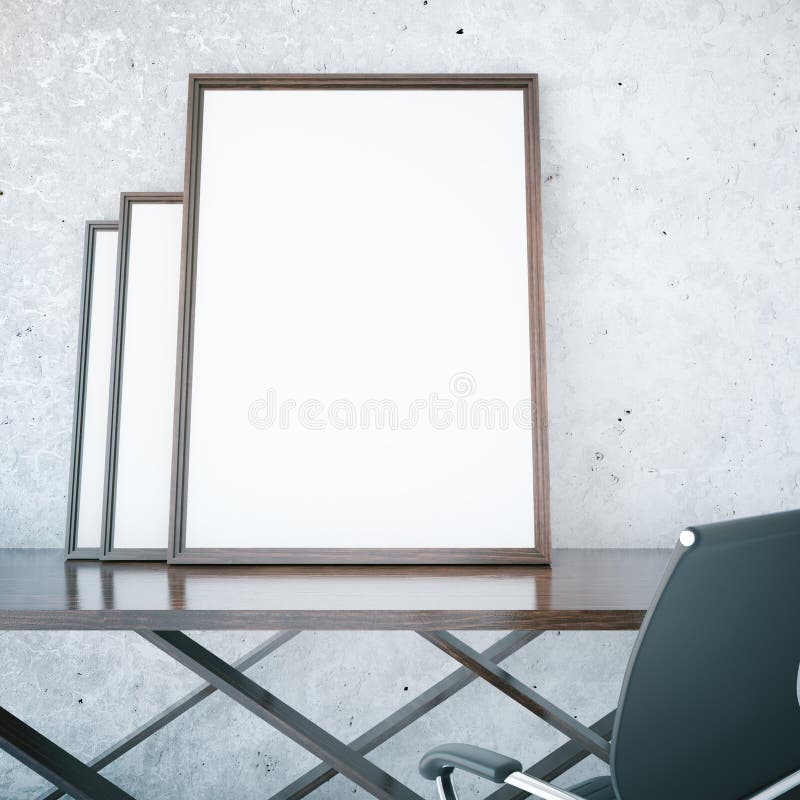 Blank Picture Frames on Table Stock Illustration - Illustration of ...