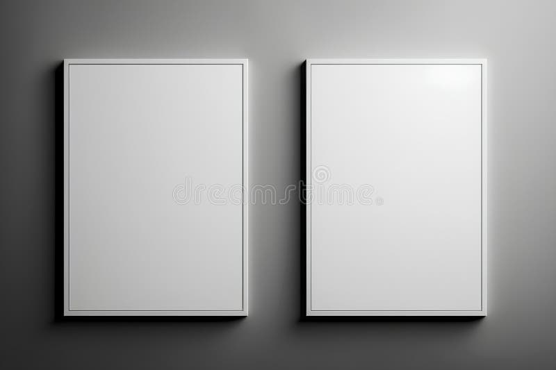 Blank Picture Frames on the Wall. 3d Render Illustration Stock ...