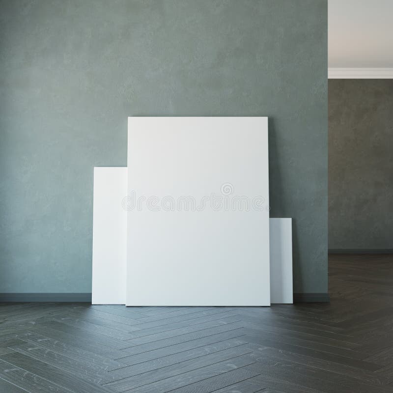 Blank Picture on the Wall, 3d Rendering Stock Illustration ...