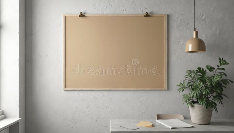 Blank Pinboard on White Textured Wall. Beige Memo Board in Light ...