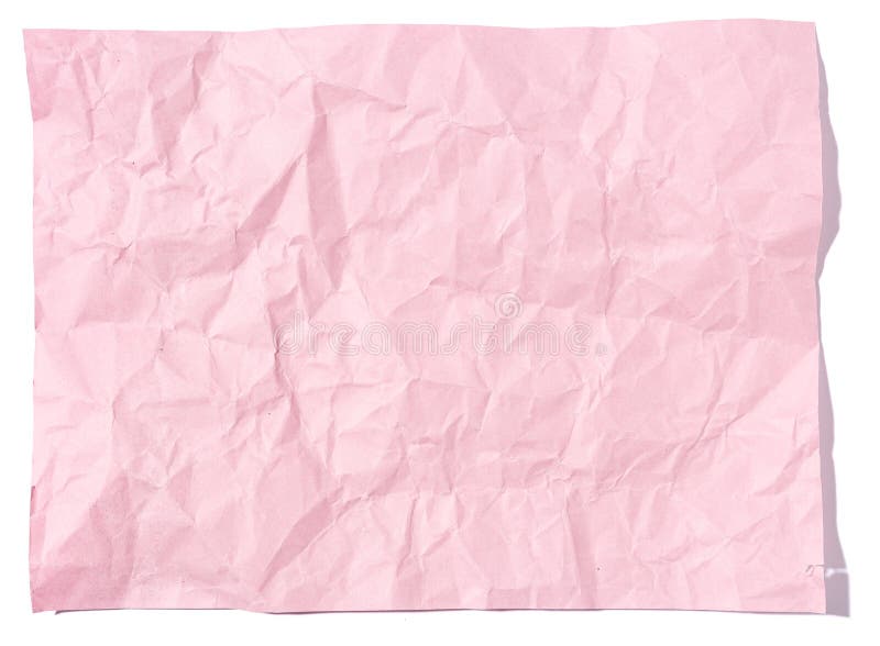 Blank Pink Crumpled Paper Sheet Isolated on White Stock Photo - Image ...
