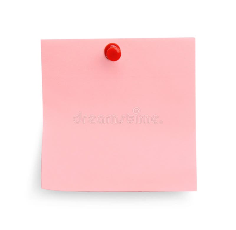 Blank Pink Note Pinned on White Background, Top View Stock Photo ...