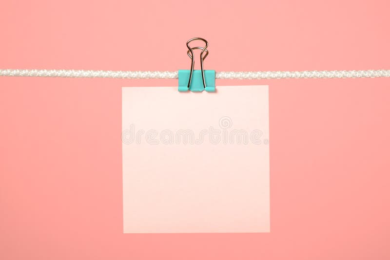 Blank Pink Paper Note on Clothesline Stock Image - Image of color ...