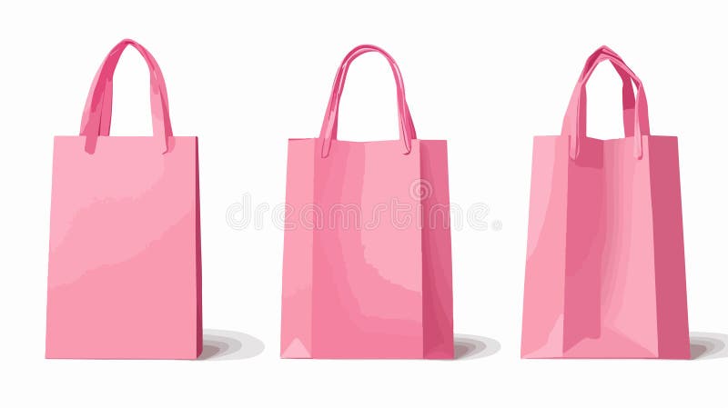Blank Pink Paper Shopping Bag Template Stock Illustration ...