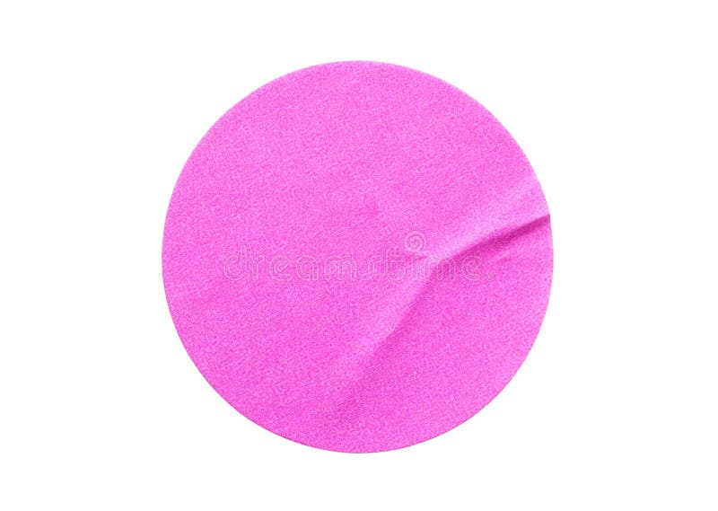 Blank Pink Round Adhesive Paper Sticker Label Isolated on White ...