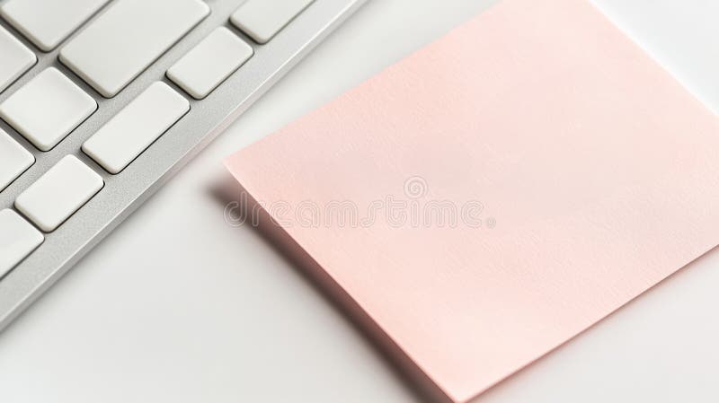 A Blank Pink Sticky Note Placed Next To a Modern Keyboard, Ideal for ...