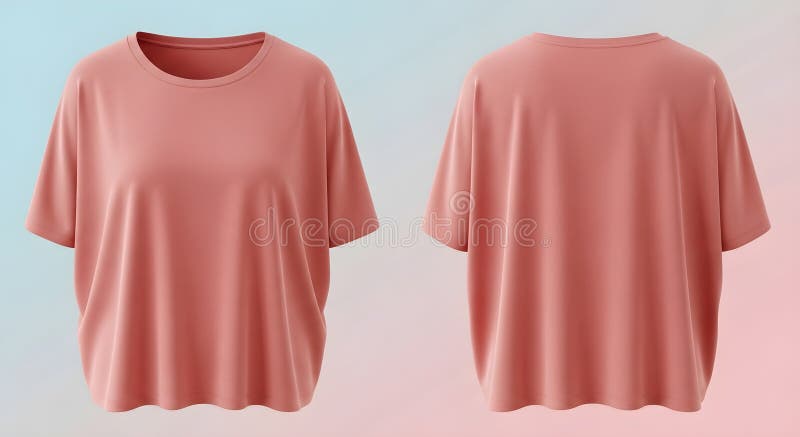 Blank Pink T-Shirt Mockup Front and Back View Stock Illustration ...