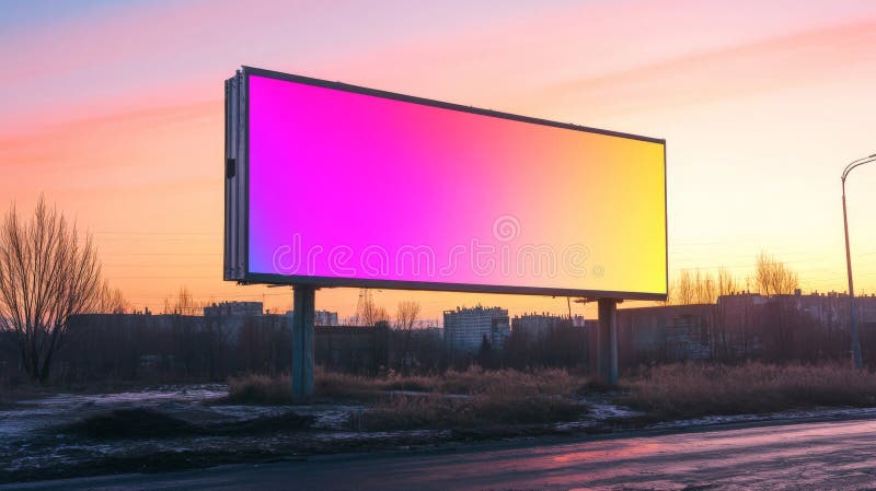 Blank Pixelated Billboard at Sunset with Urban Background Stock ...