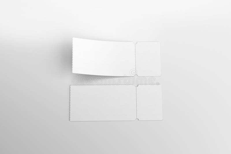 Blank Plain White Event Ticket Mockup Isolated on White Background ...