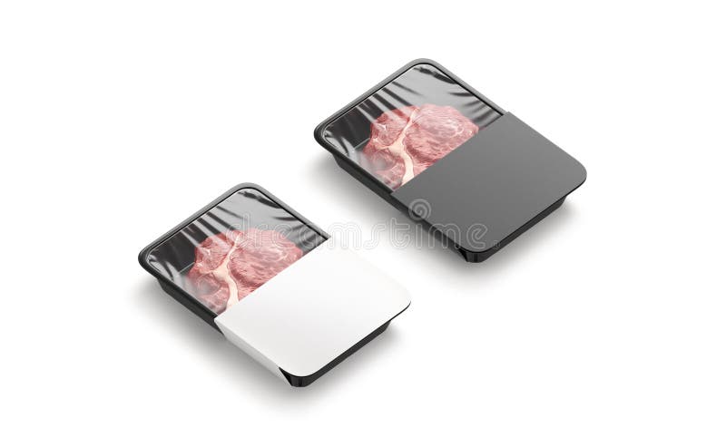 Blank Plastic Beef Tray with Black and White Label Mockup Stock ...