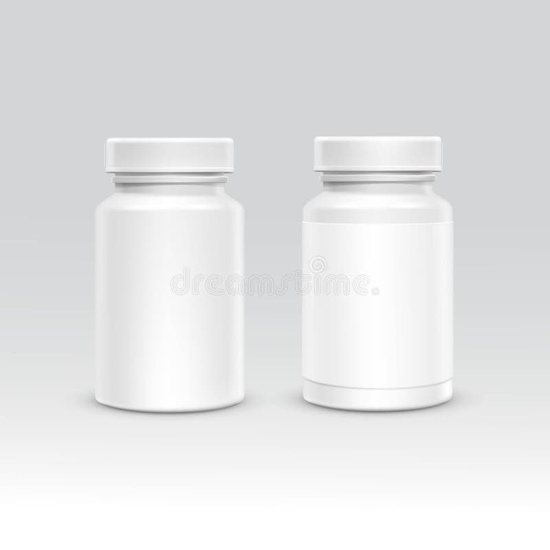 Blank Plastic Packaging Bottle with Cap for Pills Vector on Background ...