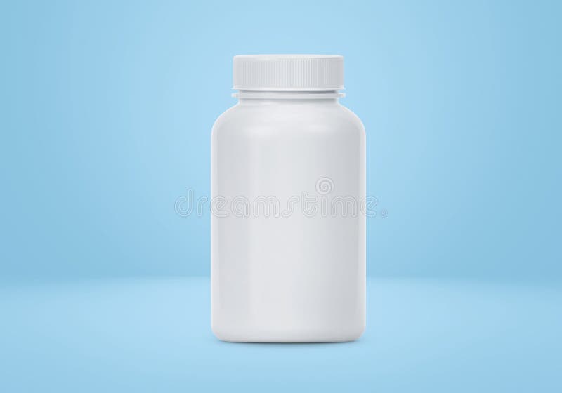 Blank Plastic Pill Bottle on a Light Blue Background Stock Illustration ...