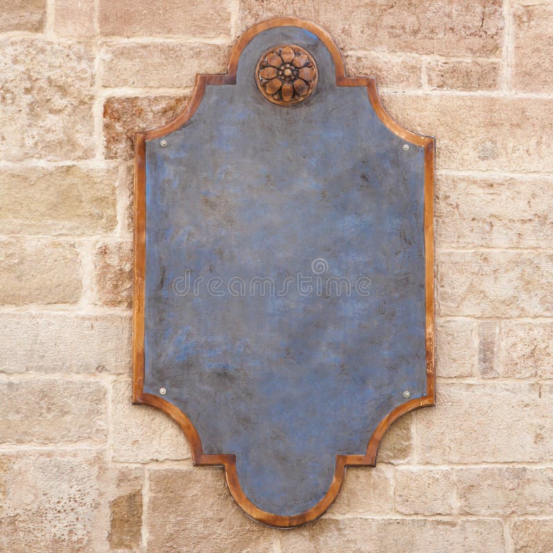 Blank Plate, Poster, Sign on the Wall. Outdoors. Stock Photo - Image of ...