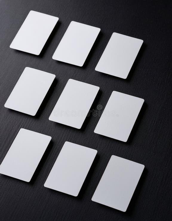 Blank Playing Cards Arranged in a Grid on a Dark Textured Surface ...