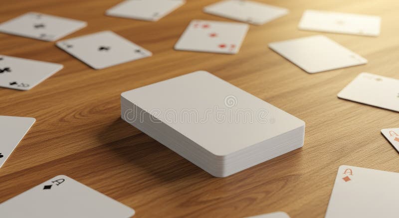 Blank Playing Cards on Wooden Table a Stack of Blank Playing Cards ...
