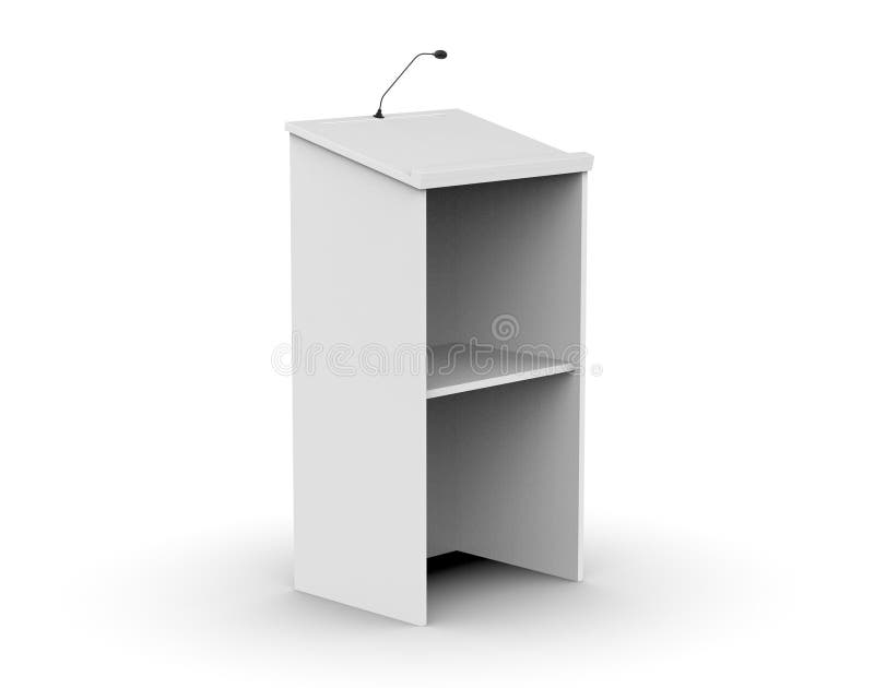 Blank Podium Speech Stand Mockup Template on Isolated White Background ...