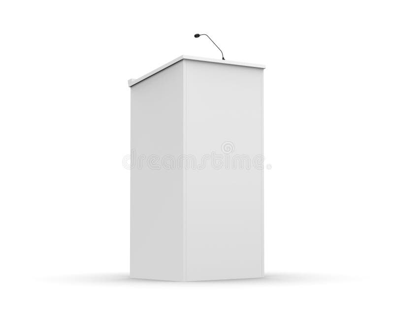 Blank Podium Speech Stand Mockup Template on Isolated White Background ...