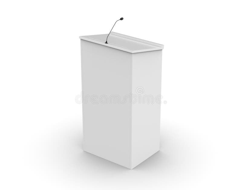 Blank Podium Speech Stand Mockup Template on Isolated White Background ...