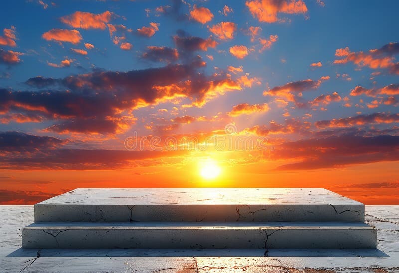 Blank Podium Under Sunset Hues. Stock Illustration - Illustration of ...