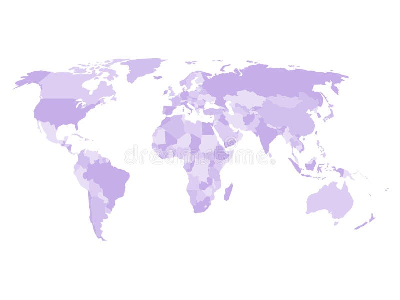 World Map in Blue Color on White Background. High Detail Blank ...
