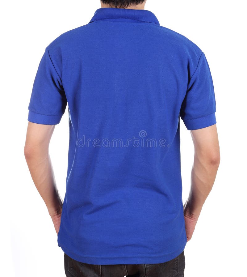 Men in Blank Blue Polo Shirt, Front and Back View, Isolated White ...