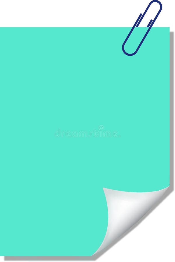 Green Blank Post-it Note with Blue Paper Clip Stock Illustration ...