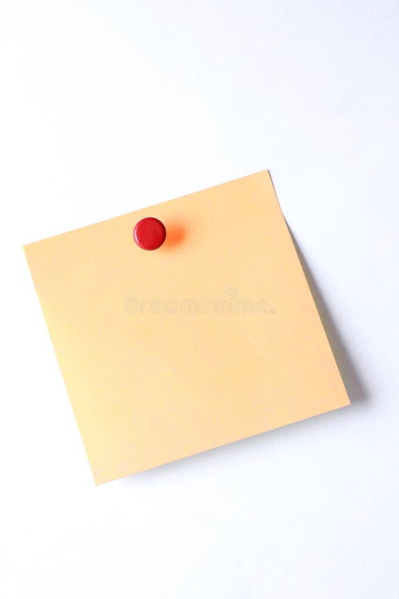 Blank Post-it Sticky Note with Push Pin Isolated on White Background ...