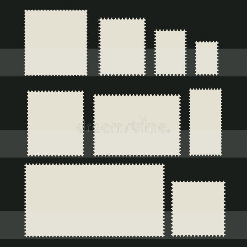 Blank Postage Stamp Set. Toothed Border Stickers in Different Size ...