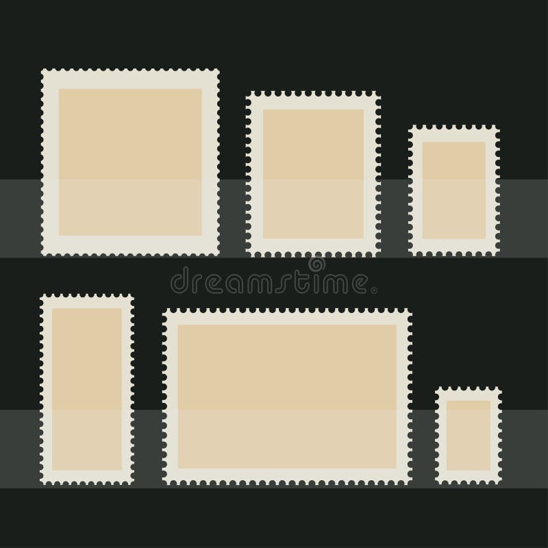 Blank Postage Stamp Set. Toothed Border Stickers in Different Size ...
