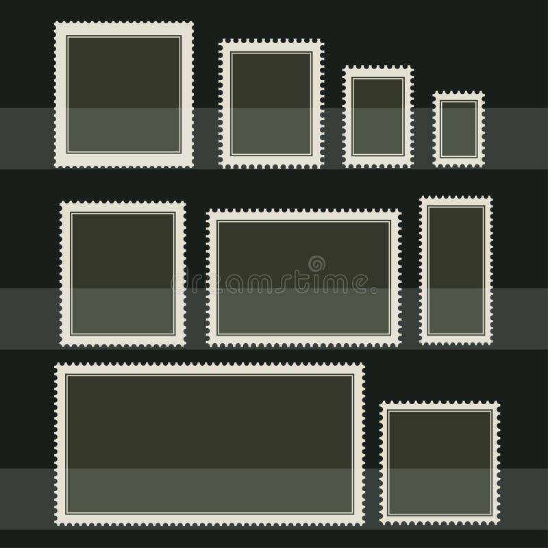 Blank Postage Stamp Set. Toothed Border Stickers in Different Size ...