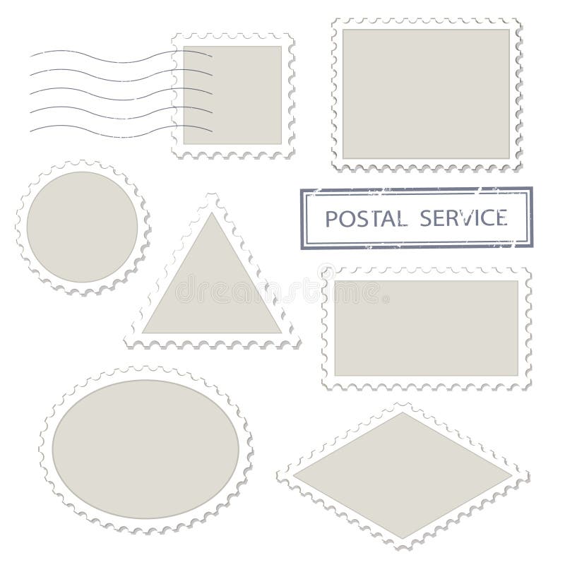 Blank Postage Stamps Different Shapes Set - Triangle, Square, Round ...