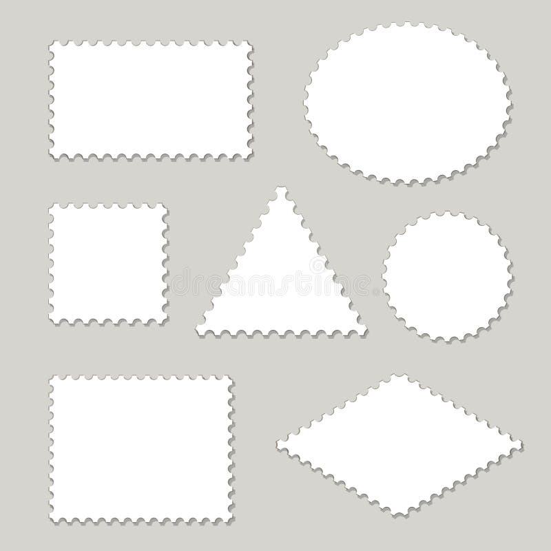 Blank Postage Stamps Different Shapes Set - Triangle, Square, Round ...