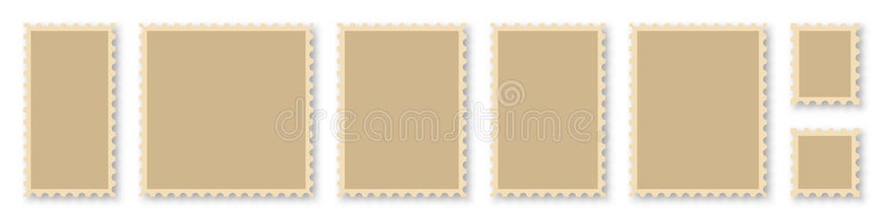 Blank Postage Stamps Frames Set. Mockup Postage Stamps with Shadow. Postage Stamp Borders ...