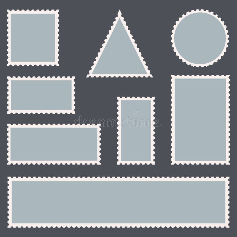 Blank Postage Stamps Set on Dark Background. Vector Illustration. Stock ...