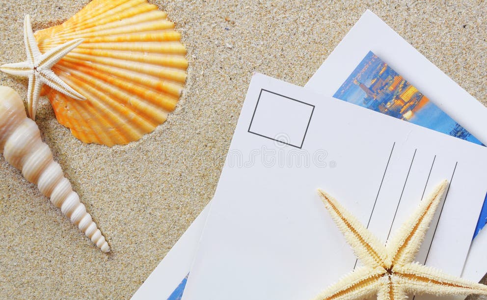 Blank postcard on sand stock image. Image of memory, seashell - 22424147