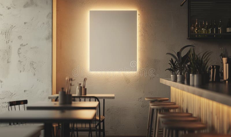Blank Poster in Cafe Interior. Menu Mockup Stock Photo - Image of ...