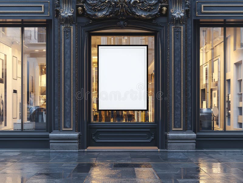 Blank Poster in Luxury Storefront Frame Stock Photo - Image of ...