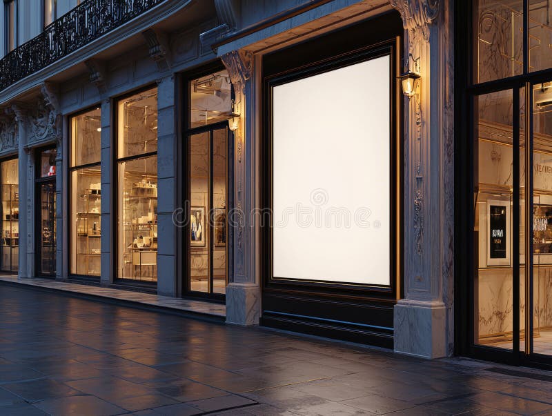 Blank Poster in Luxury Storefront Frame Stock Image - Image of ...