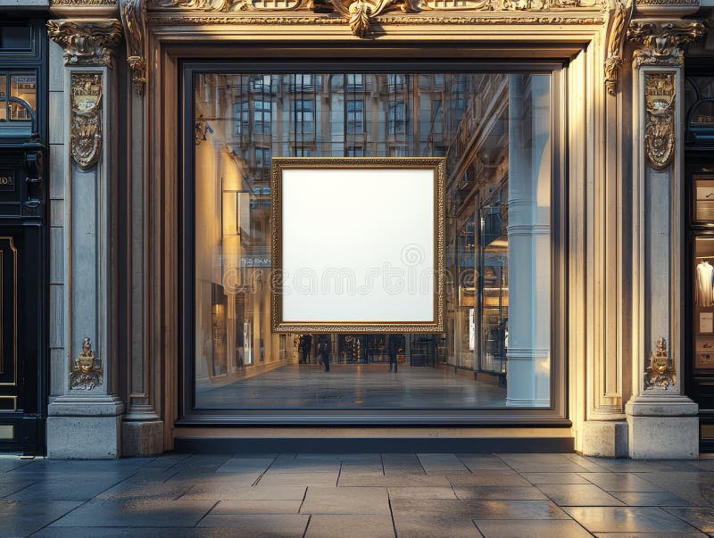 Blank Poster in Luxury Storefront Frame Stock Photo - Image of ornate ...