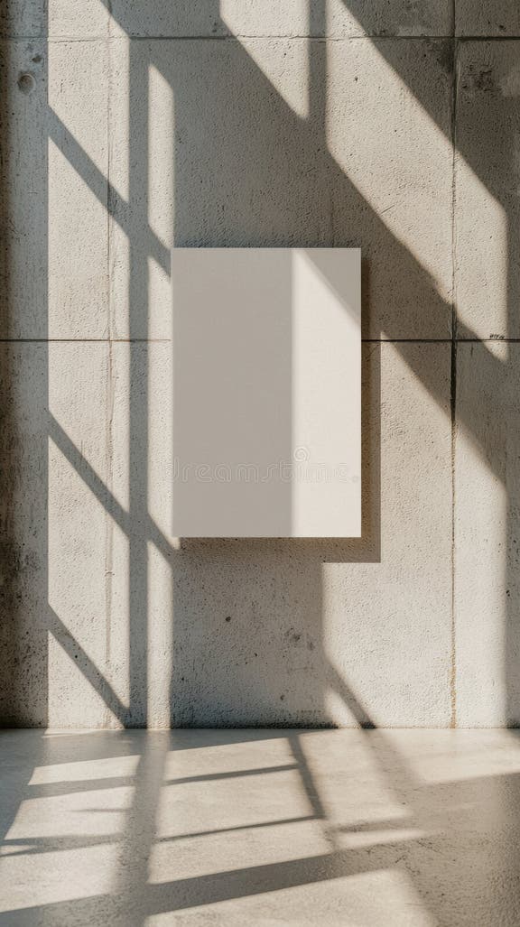 Blank Poster Mockup on Concrete Wall with Shadows Creating Depth. Stock ...