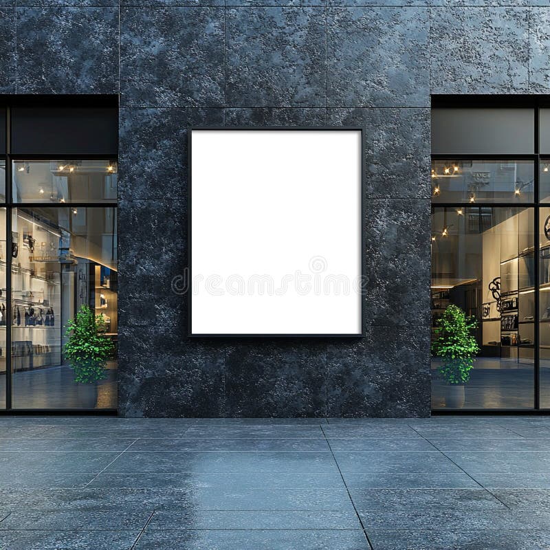 Blank Poster Mockup Modern Store Front Display Stock Illustration ...