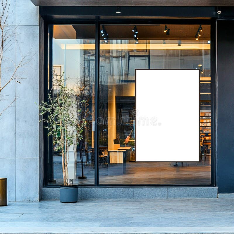 Blank Poster Mockup Modern Store Window Display Stock Illustration ...