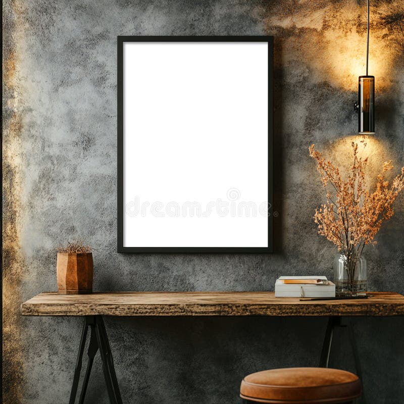 Blank Poster Mockup Rustic Interior Design Stock Illustration ...